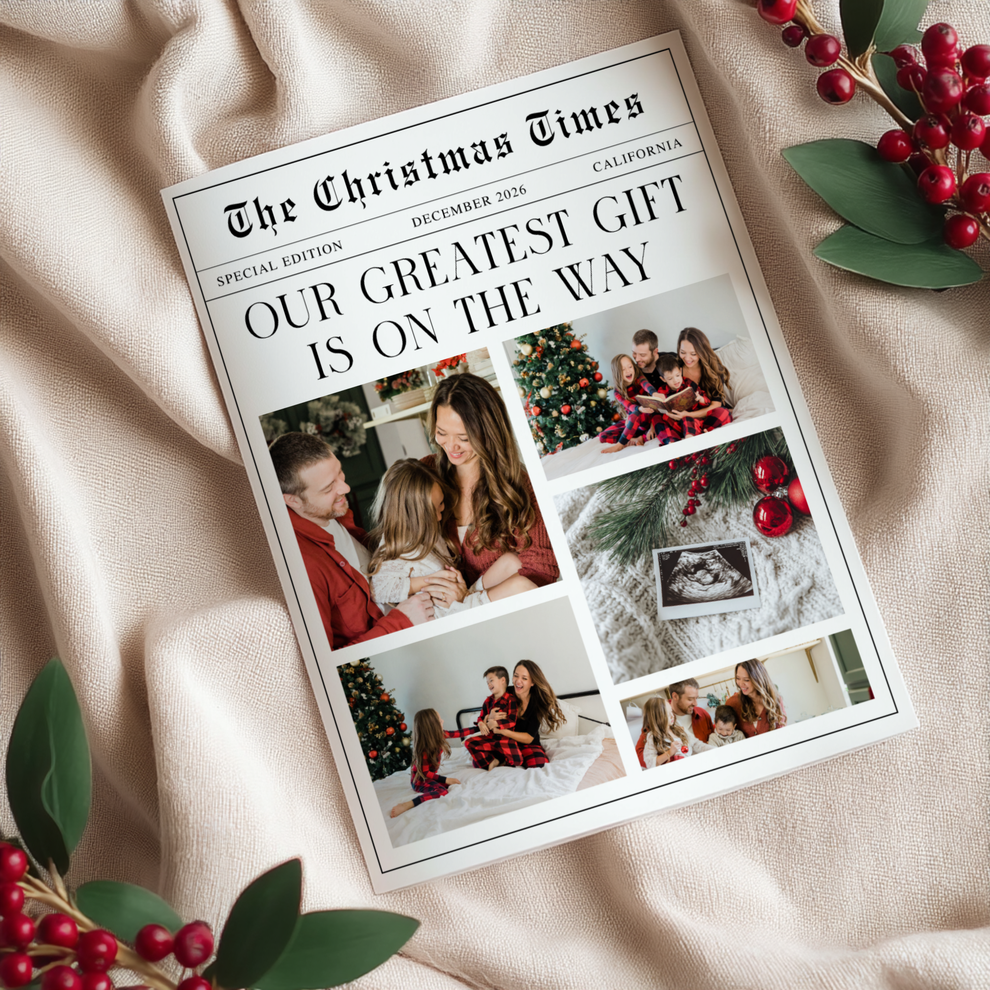 Christmas Pregnancy Announcement Newspaper Template Front Page NP4 ...